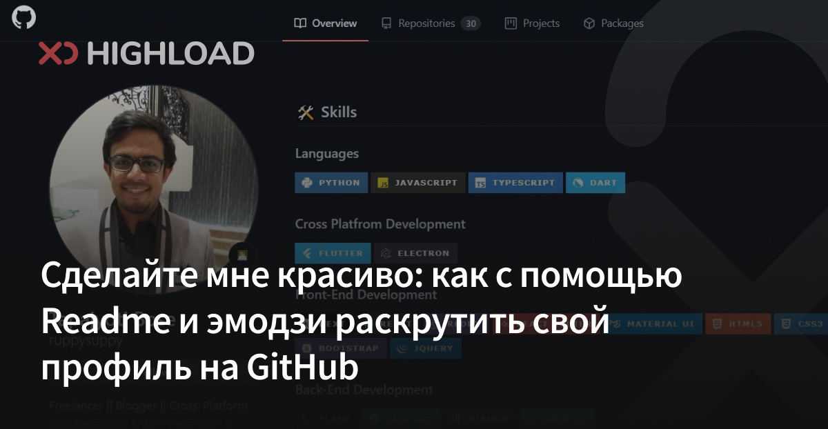 Сделайте мне красиво: как с помощью Readme и эмодзи раскрутить свой профиль на GitHub